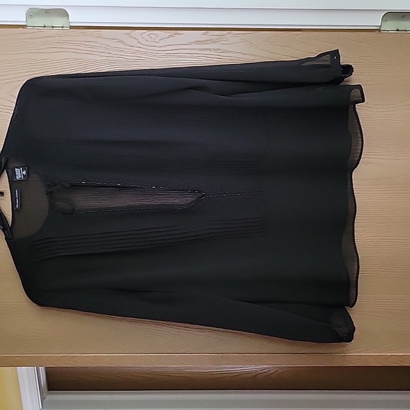 New York & Company | Tops | Black Long Sleeve Sheer Tunic Wtie Front ...